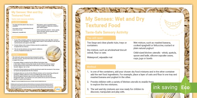 My Senses: Wet and Dry Textured Food Taste-Safe Sensory