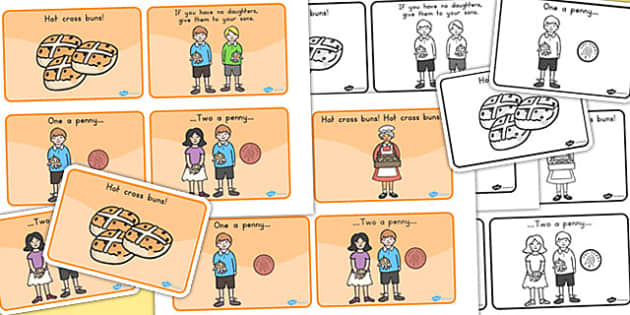 Hot Cross Buns Story Sequencing 4 per A4 - story sequencing