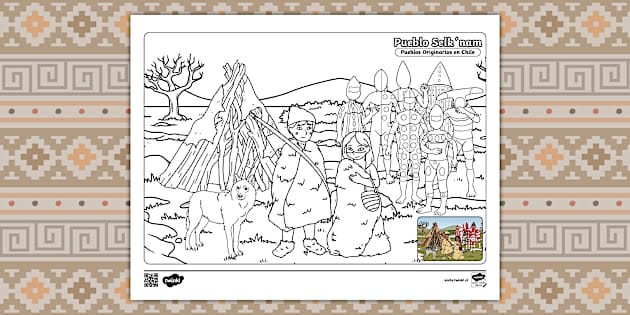 Pueblos originarios: Selknam y dibujos para colorear