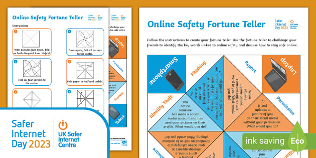 FREE! - Safer Internet Day: Online Safety Fortune Teller Activity