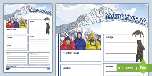 Mount Everest Fact File Template (teacher made) - Twinkl