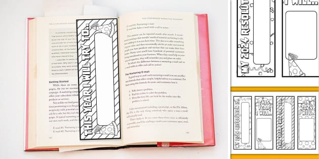 New Year's Resolution Colouring Bookmarks | Twinkl Party