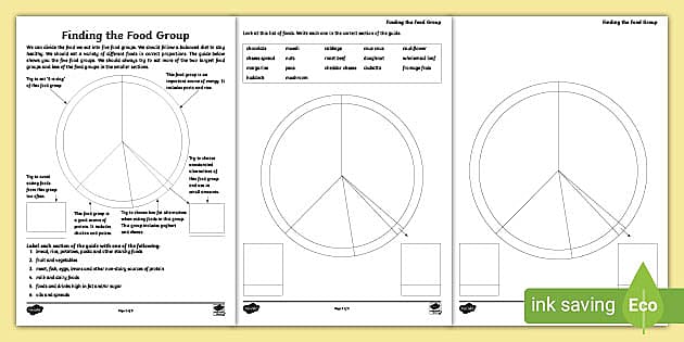 Finding the Food Group Worksheet (teacher made)