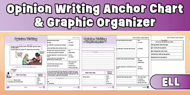 Opinion Writing Anchor Chart and Graphic Organizer for ELL