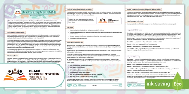 FREE! - Black History Month 2023 Teacher Guidance - Twinkl
