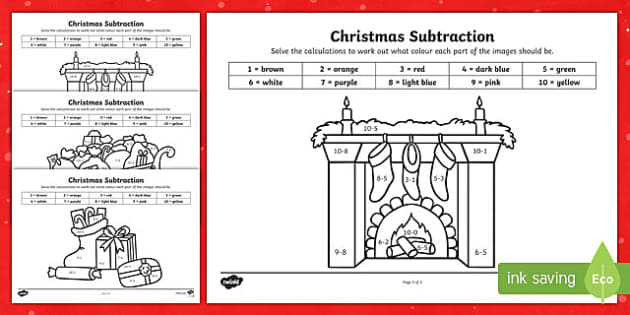 Christmas Subtraction To 10 Colour By Number Twinkl Christmas Subtraction To 10 Colour By Number Twinkl