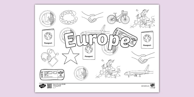 Europe Doodle Colouring Page (l'enseignant a fait) - Twinkl