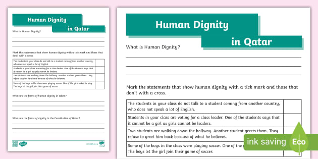 Human Dignity in Qatar Activity Sheet (teacher made)