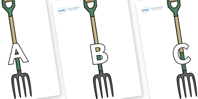A-Z Alphabet on Garden Forks (Teacher-Made) - Twinkl