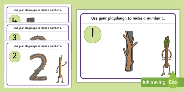 Mr Twig Numbers 1 - 20 Modelling Dough Mats - Twinkl