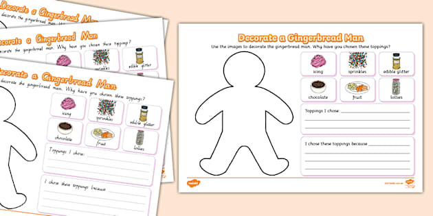 Decorate a Gingerbread Man Worksheet (teacher made) - Twinkl