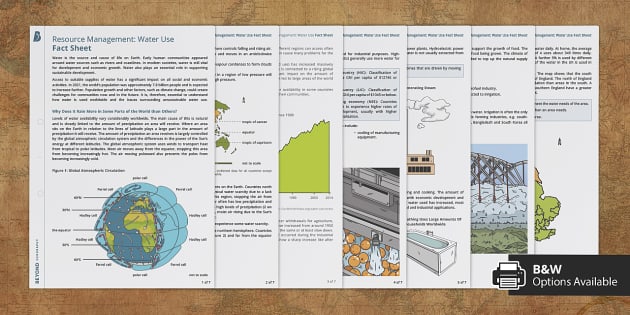 GCSE Resource Management: Water Use Fact Sheet - Twinkl