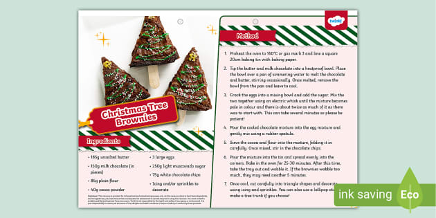 Christmas Tree Brownie Recipe - Twinkl - KS2 - Twinkl