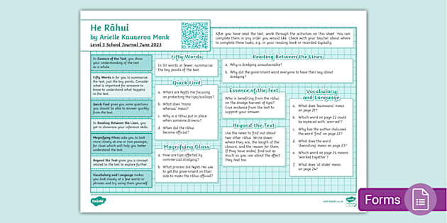 Level 3 June 2023 School Journal: He Rāhui (Article Comprehension)