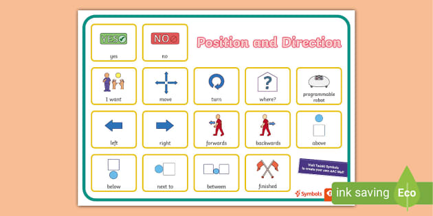 Twinkl Symbols: Position and Direction AAC Mat - Twinkl