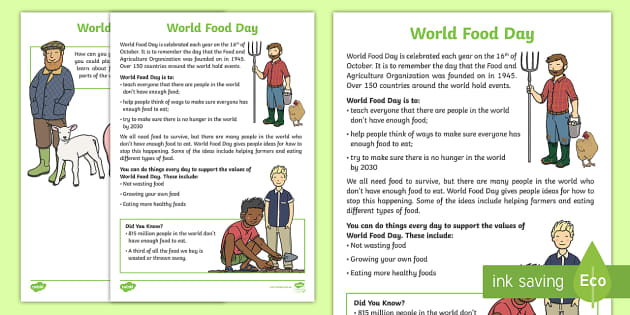 World Food Day Fact File - F-2 (teacher made)