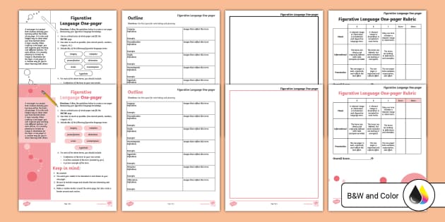 Seventh Grade Figurative Language One-pager Project - Twinkl