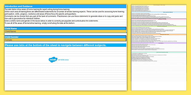 Report Writing Home Learning Bank Of Comments Australia