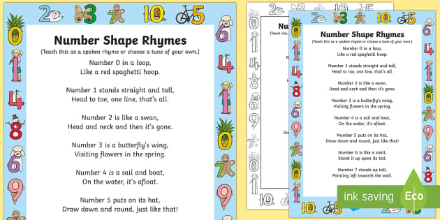 Number Shapes Rhyme - Maths, numbers, numeracy, numeral, number