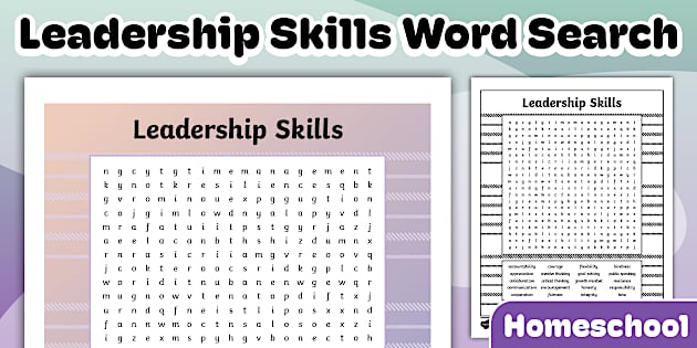 Leadership Skill Word Search for Homeschool