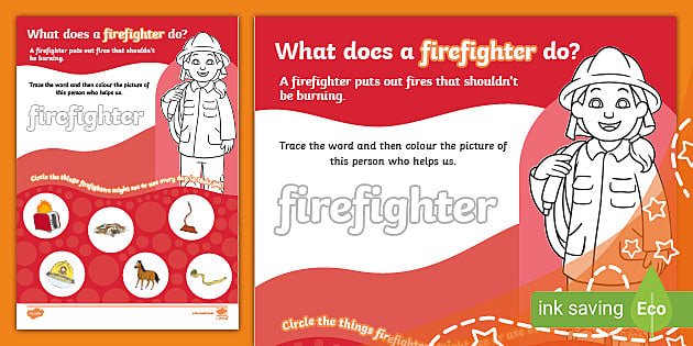 What Does a Firefighter Do? Activity Sheet (teacher made)