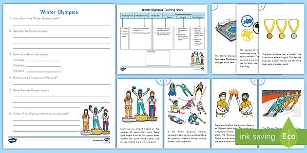 Winter Olympics Guided Reading Teaching Pack (teacher made)