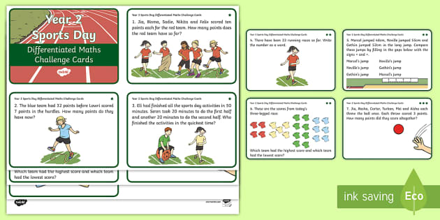 Year 2 Sports Day Maths Differentiated Challenge Cards year-2-sports-day-maths-differentiated-challenge-cards