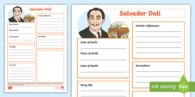 Salvador Dali Fact File,Salvador Dali,Dali (teacher made)