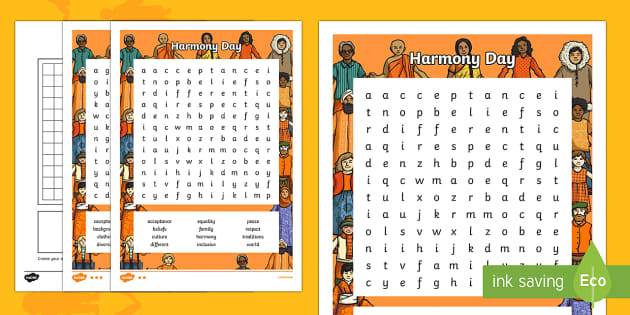 Harmony Day Word Search | F-2 | Australian Learning Resource