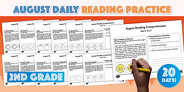 Second Grade August Daily Reading Comprehension Mats