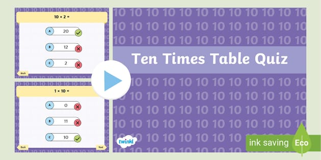 👉 Ten Times Table PowerPoint Quiz, 10 x tables - Twinkl