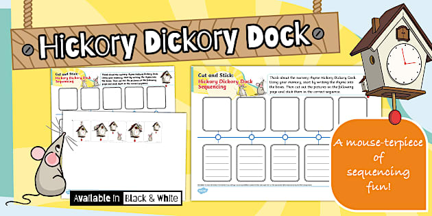 Cut and Stick: Hickory Dickory Dock Sequencing Worksheet