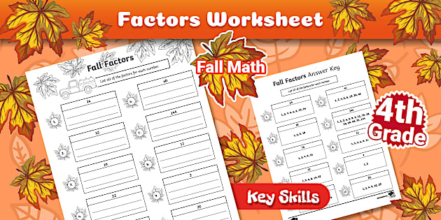 Fourth Grade Fall Factors Worksheet (teacher made) - Twinkl
