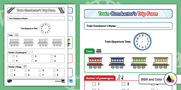 Train Station Dramatic Play Train Conductor's Trip Form