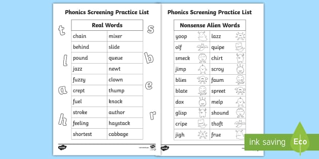 * NEW *Phonics Screening Practice Homework List 2