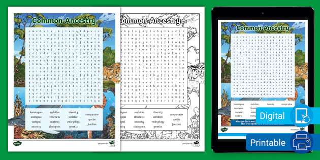 Common Ancestry Word Search for 6th-8th Grade (teacher made)