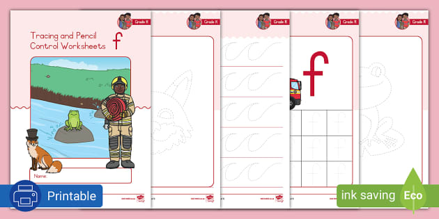 Gr. R Phonics Letter F Tracing and Pencil Control Worksheets