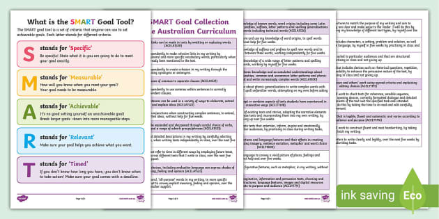 Year Six SMART Goals Writing Guidance - Literacy - Twinkl