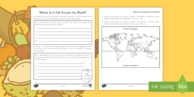 Where Is It Fall Around The World? Activity (Teacher-Made)