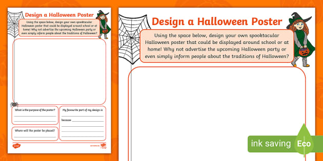 Design a Halloween Poster Activity Sheet, Halloween Poster
