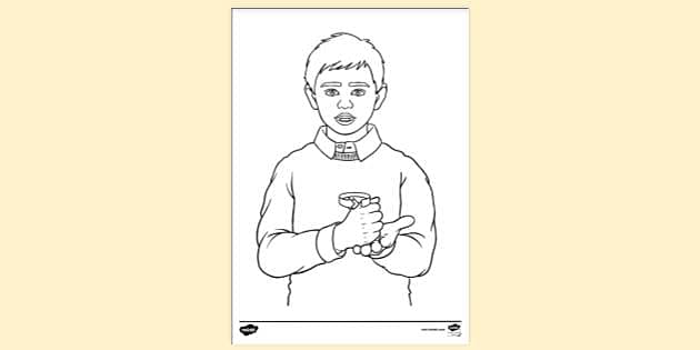 FREE! - BSL Child Glue Colouring | Colouring Sheets - Twinkl