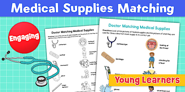 Doctor Matching Medical Supplies Worksheet for PreK-K