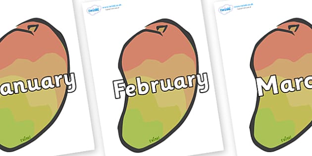 Months of the Year on Mangoes (teacher made) - Twinkl