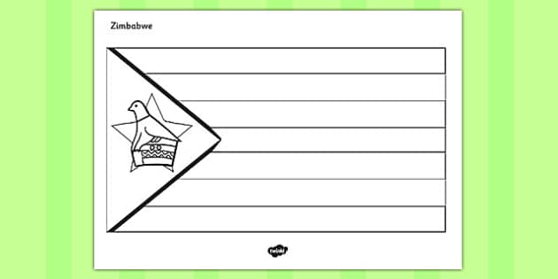 Zimbabwe A4 Colouring Flag -africa, geography, ks2, ks1, culture, topic,