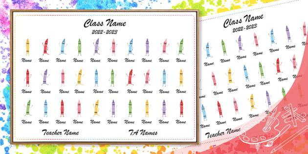 Crayon Personalised Teacher Class Names End of Year Gift
