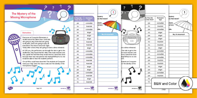 Second Grade The Mystery of the Missing Microphone Math Project