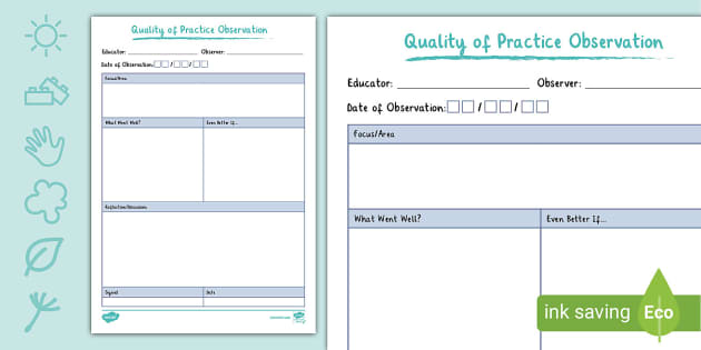 ELC Practice Quality Planner Form Template | CfE | Twinkl