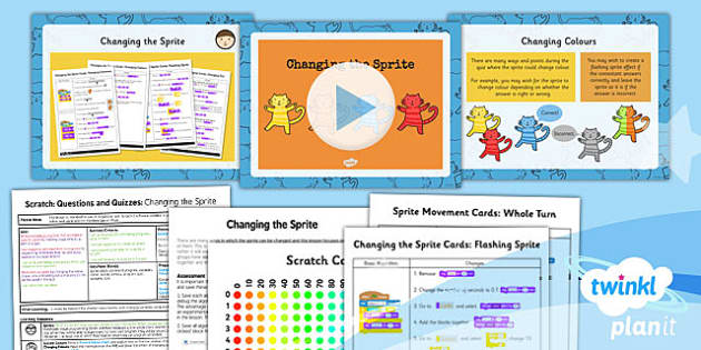 Computing: Scratch Questions and Quizzes: Changing the Sprite Year 4 Lesson