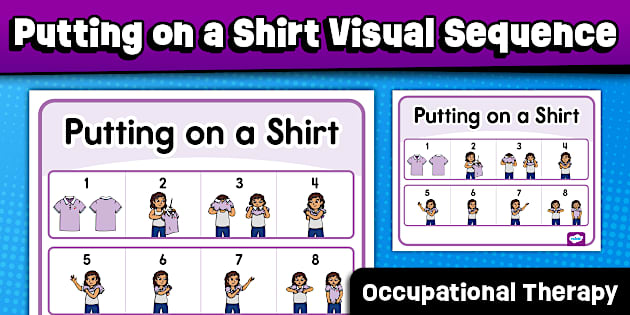 Putting on a Shirt Visual Sequence Strip for Occupational Therapy and Life