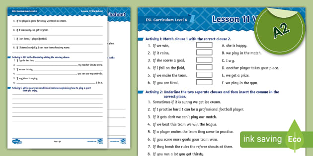 ESL Curriculum Level 6, Lesson 11 Worksheet (Lehrer gemacht)